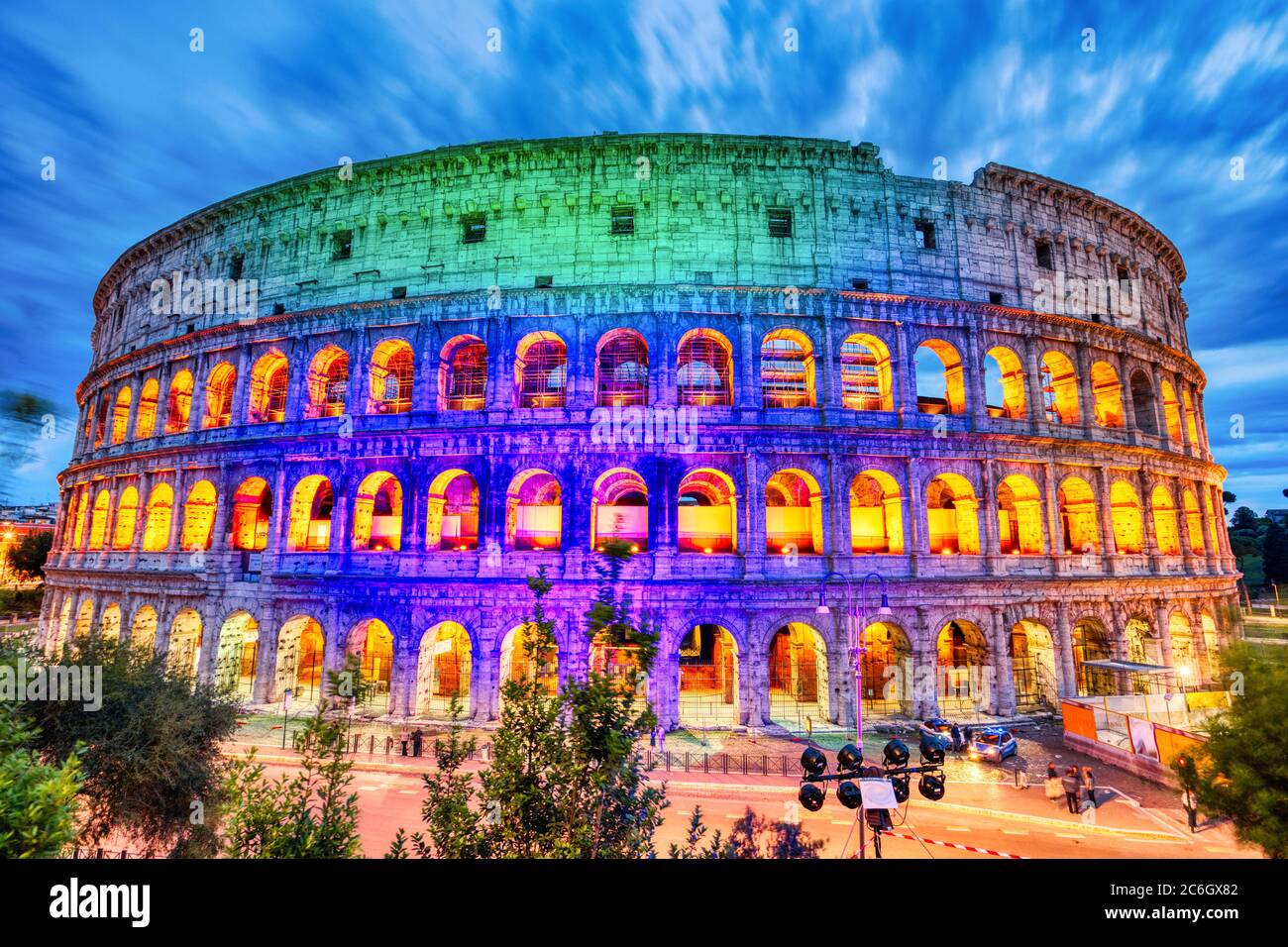 Illuminated Colosseum at Dusk, Rome, Italy Keywords: rome, colosseum ...