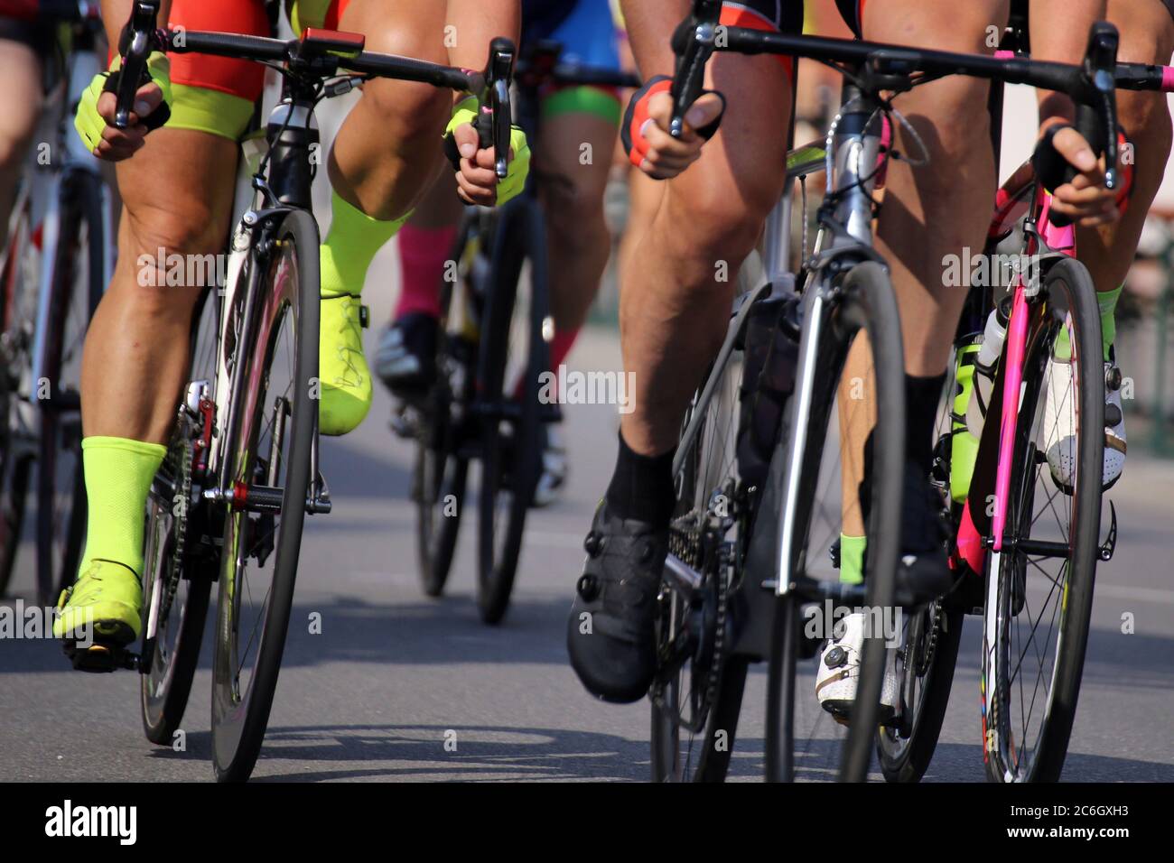 Detailed view of a cycle race Stock Photo - Alamy