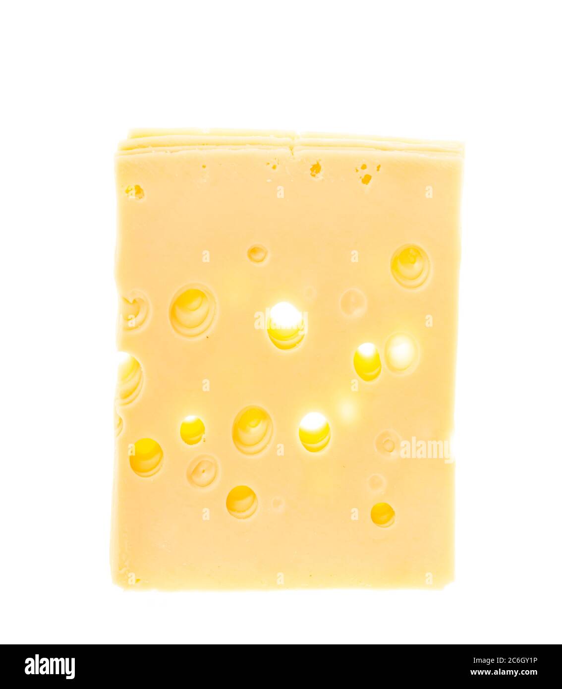 Slices of cheese with holes isolated on white background Stock Photo ...