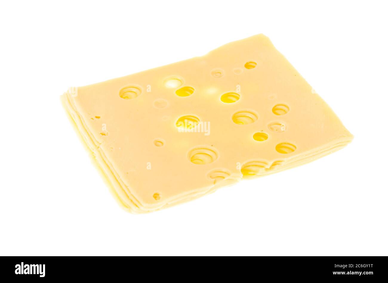 Slices of cheese with holes isolated on white background Stock Photo ...