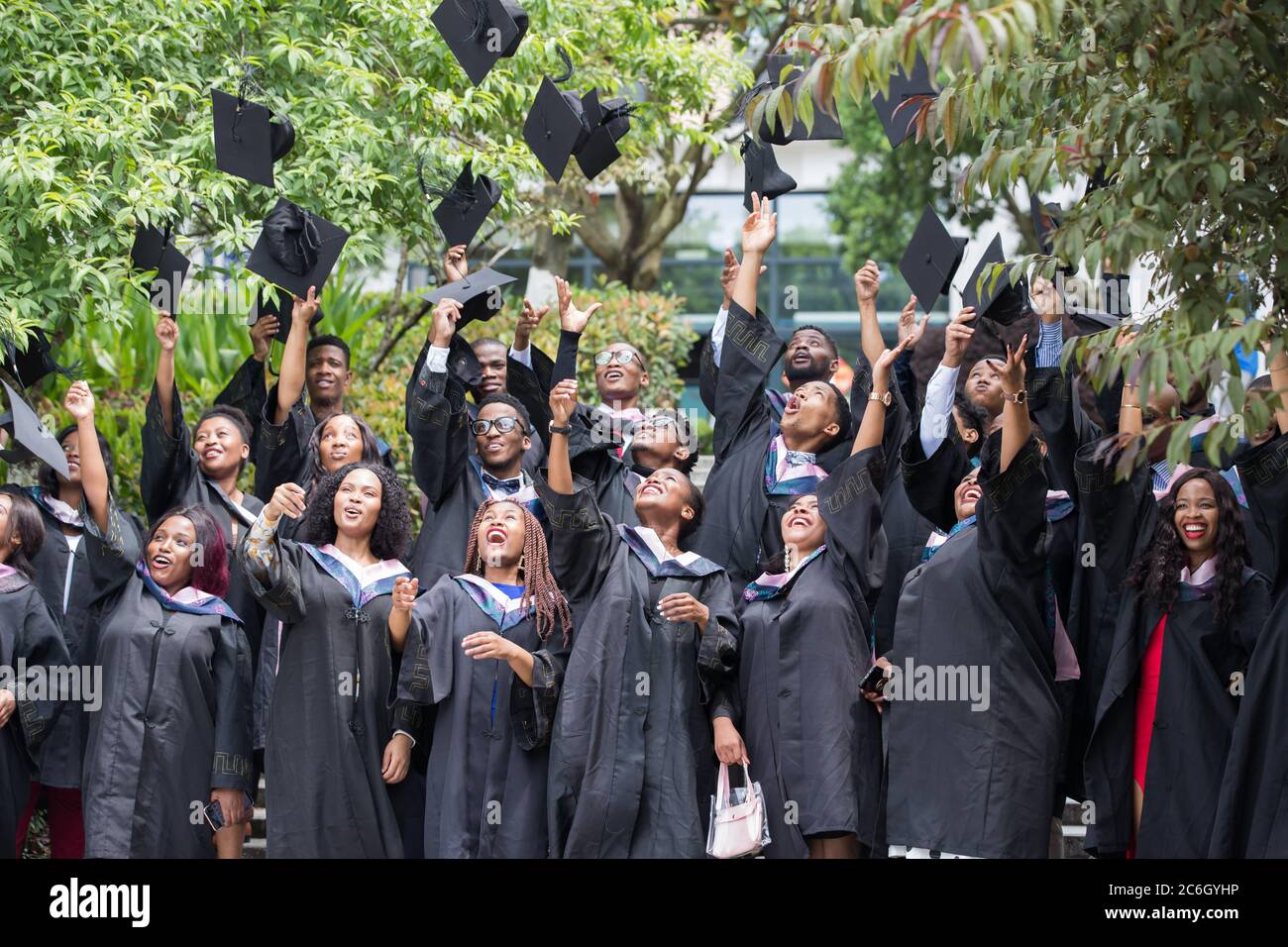 South African students pose for graduation photos at the Chongqing ...