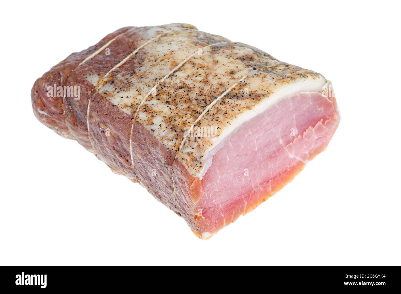 Piece dried pork meat with spices on white background Stock Photo - Alamy