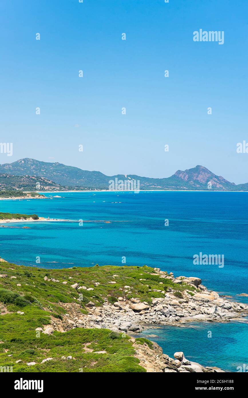 Mediterranean Sea and Coast of Italian Island Sardinia. Panoramic ...
