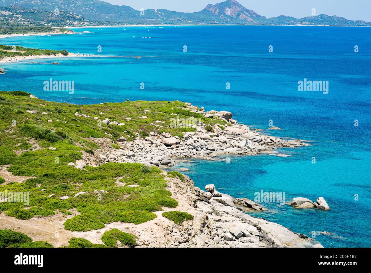 Mediterranean Sea and Coast of Italian Island Sardinia. Panoramic ...