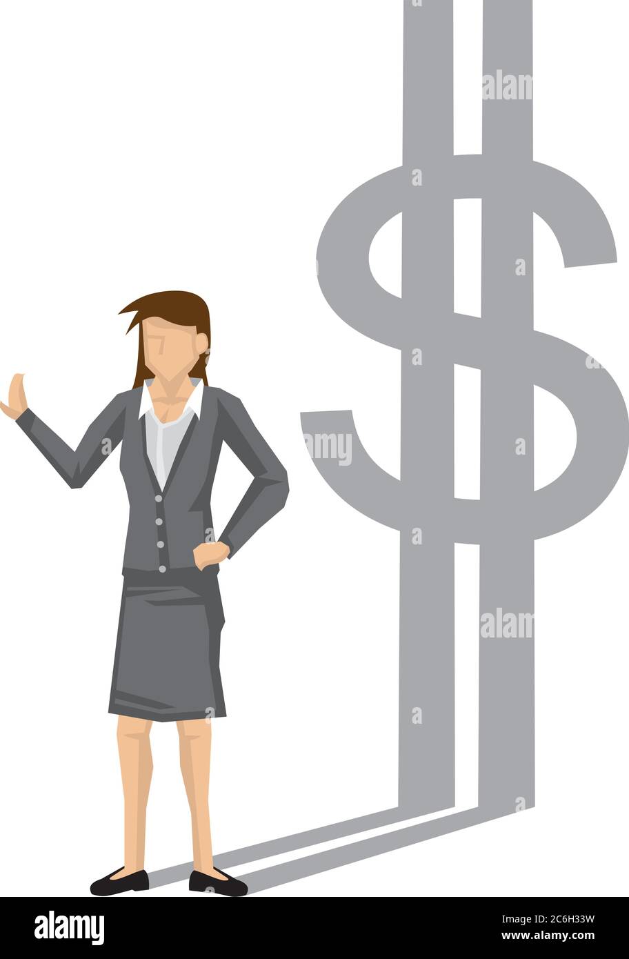 Businesswoman with a dollar symbol shadow. Concept of money mindset and ...