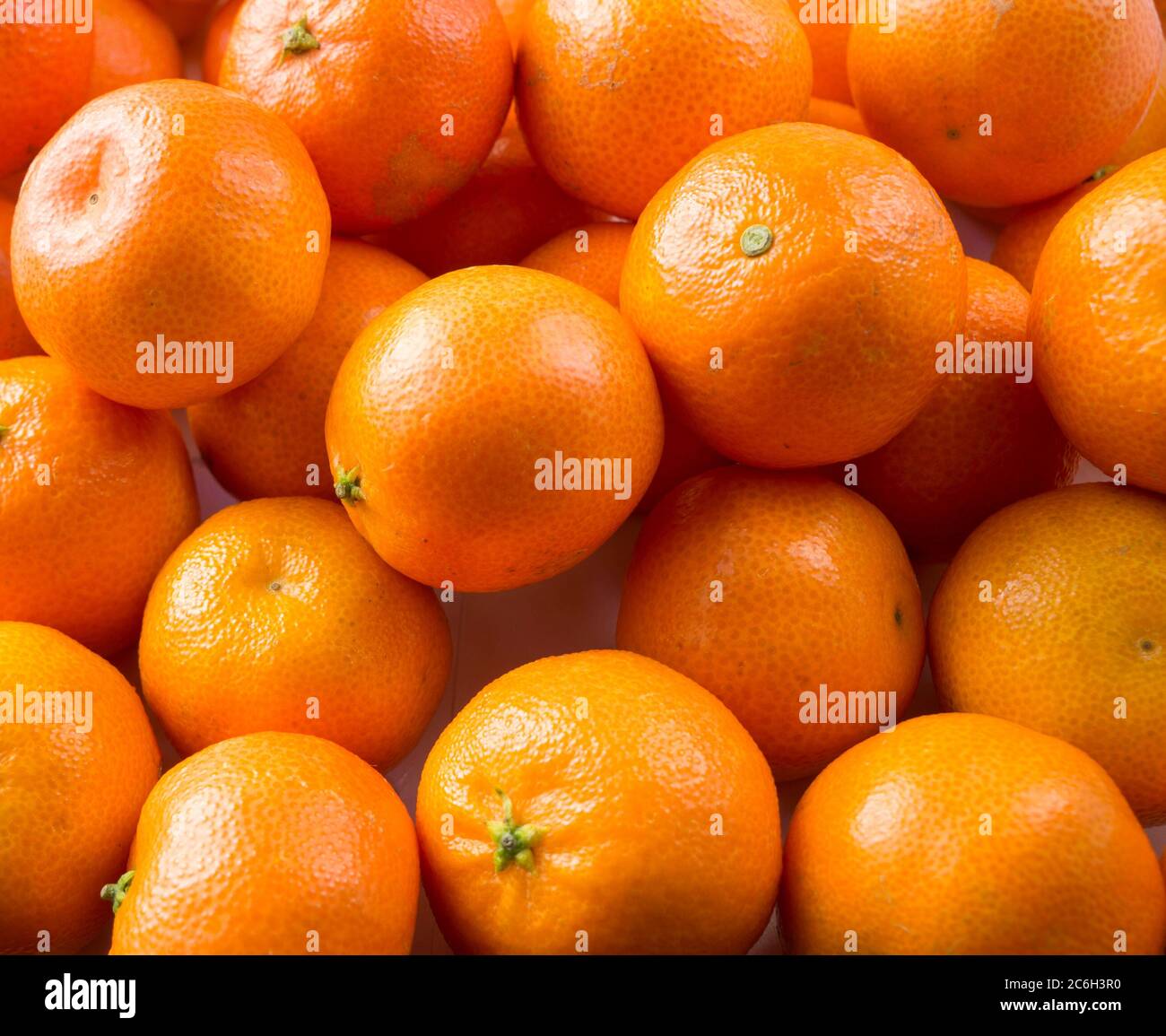 Top view. Fresh tangerines. Ripe and tasty mandarins. Clementines ...