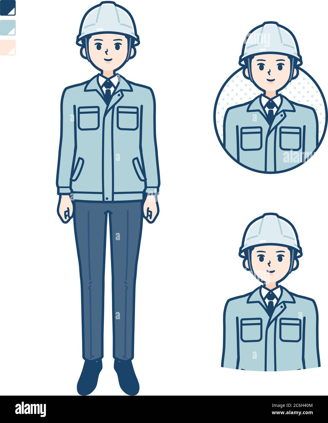 A Man wearing workwear with Smiling images. It's vector art so it's ...
