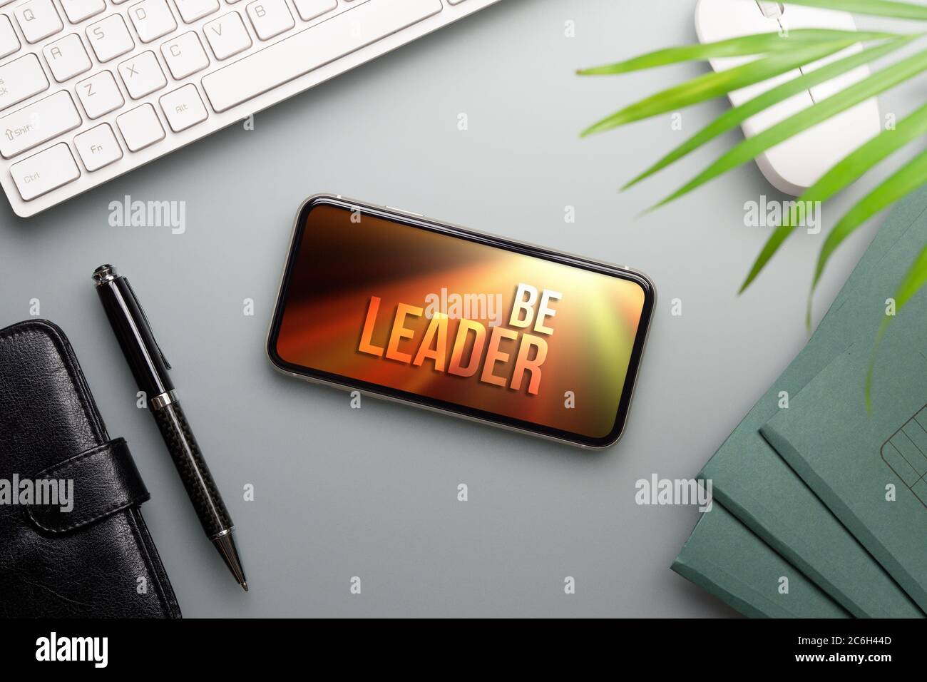 Be Leader inspirational background concept. Flat lay top view of Be ...