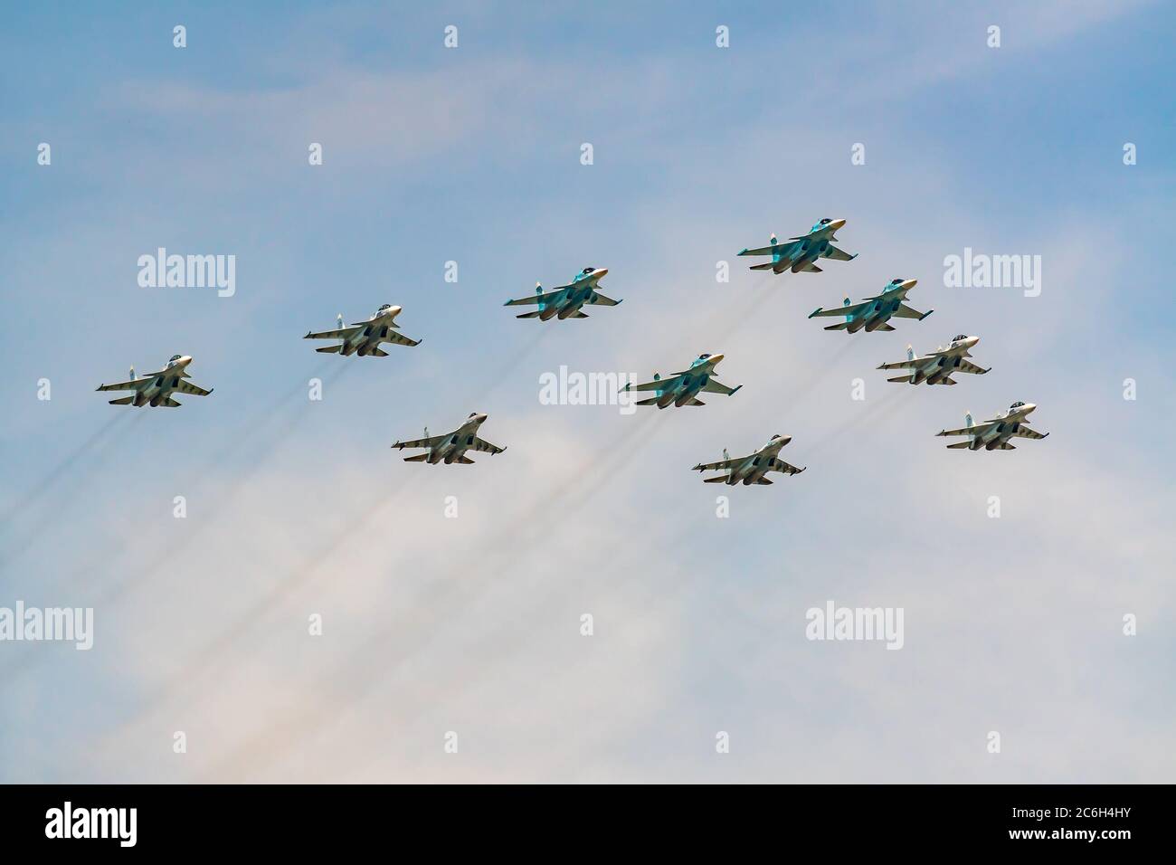 Moscow, Russia - May 04, 2018: Russian Air Force SU-34 aircraft during ...