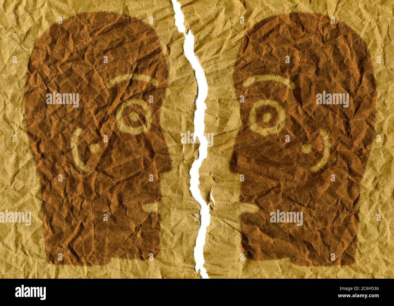 two heads separated Stock Photo - Alamy