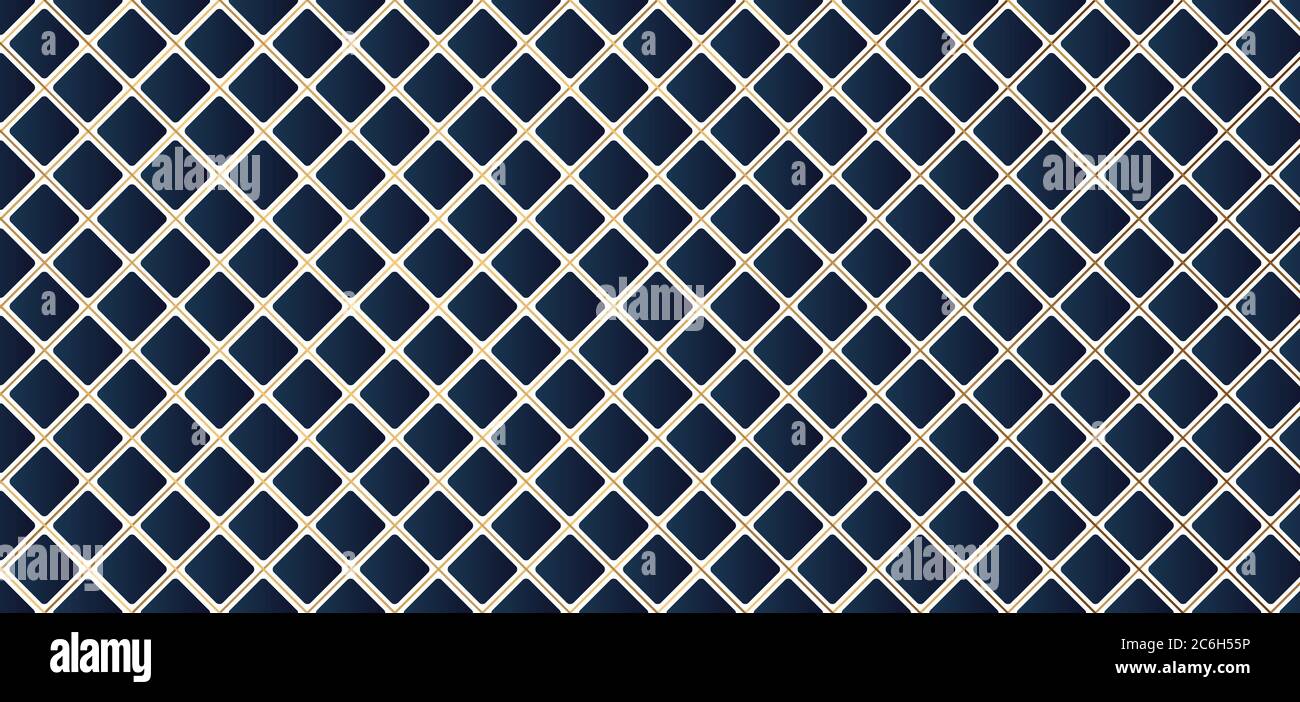 Blue square geometric pattern with golden line grid background. Luxury ...