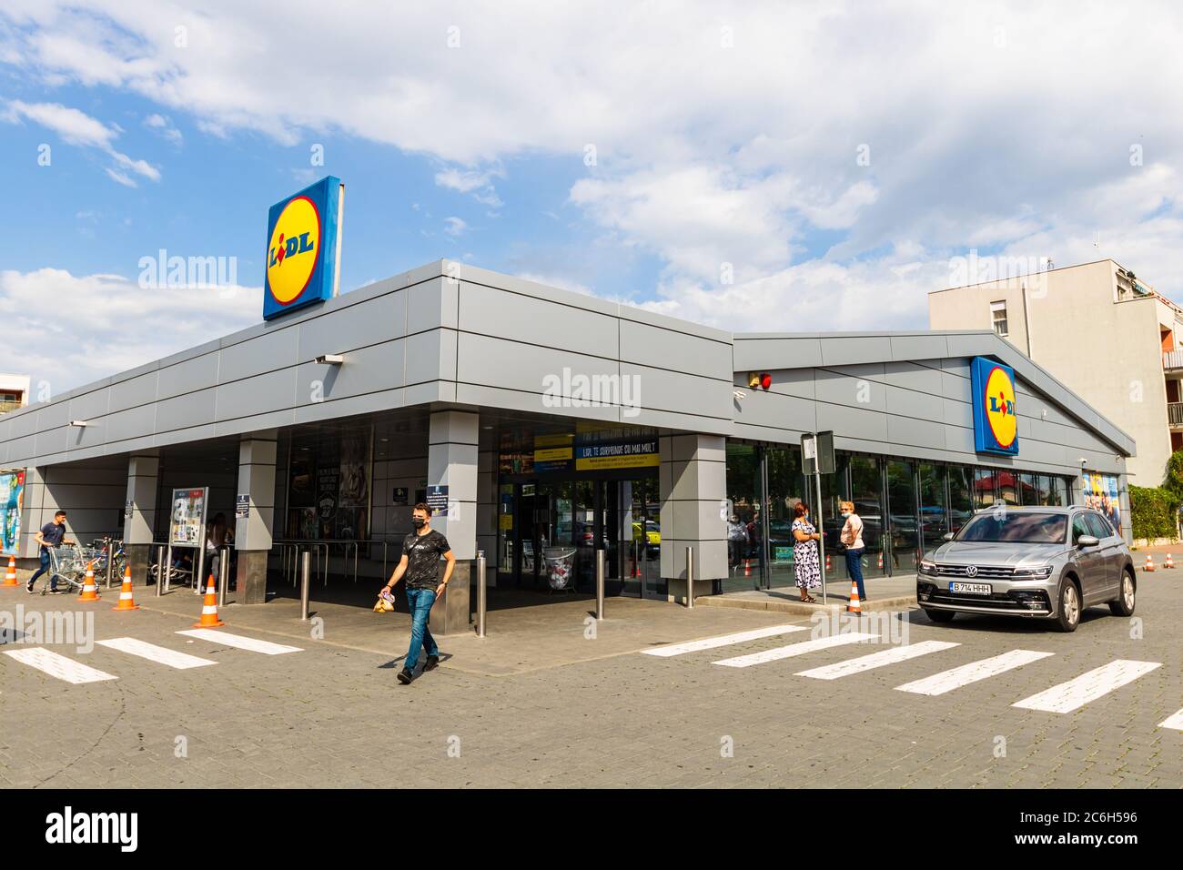LIDL supermarket and logo. Lidl is a German global discount supermarket ...