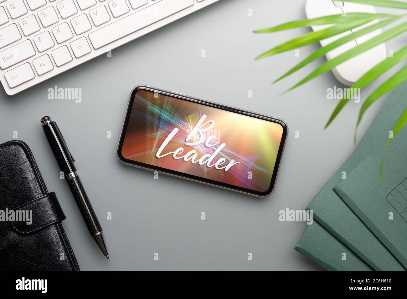 Be Leader inspirational background concept. Flat lay top view of Be ...