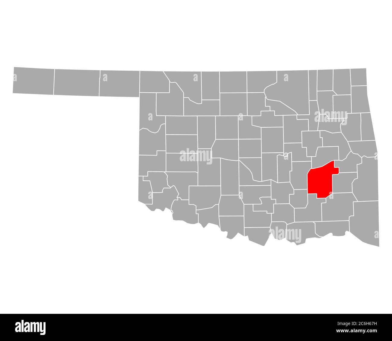 Map of Pittsburg in Oklahoma Stock Photo - Alamy