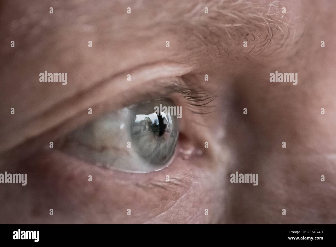 Close-up of a woman's right eye showing detail of the eye and eyelid ...
