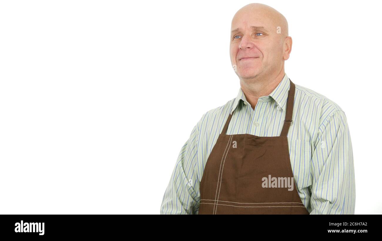 Employee Wearing Apron Smile Satisfied in a Small Business Presentation ...