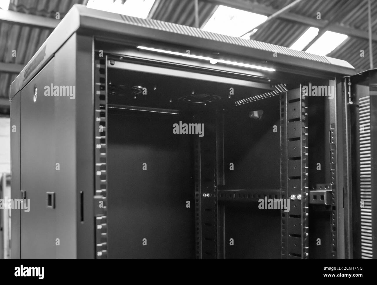 Detailed image of a Computer and Network server cabinet showing the ...