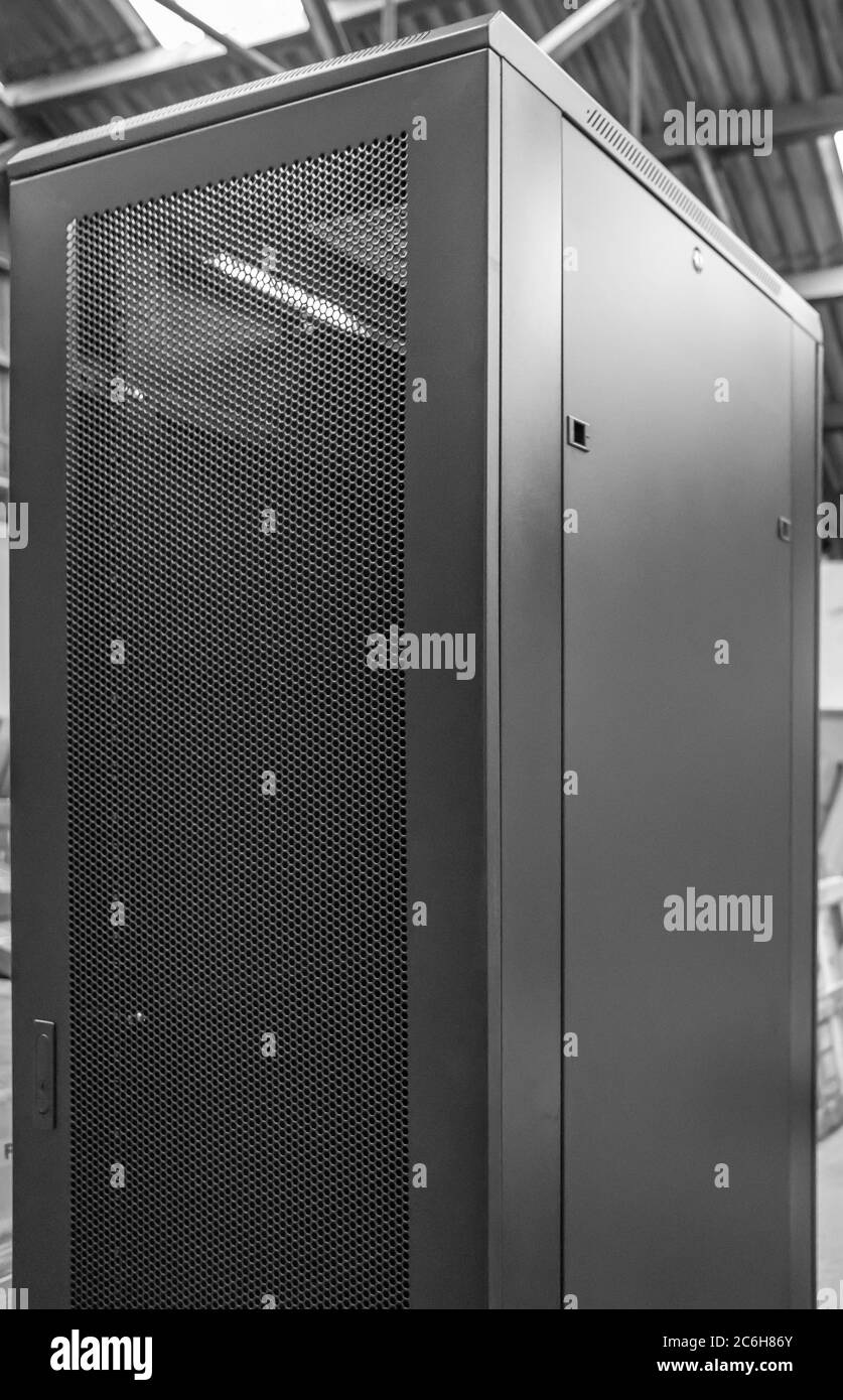 Detailed image of a Computer and Network server cabinet showing the ...