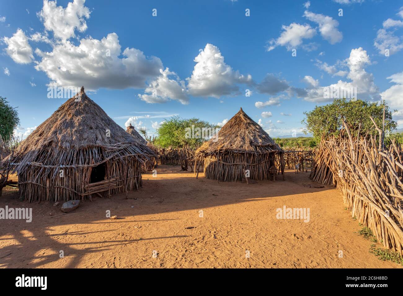 Hamar Village. The Hamar people are a primitive tribe in South Ethiopia ...