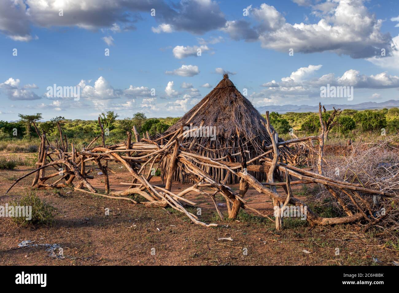 cattle pen in Hamar Village, The Hamar people are a primitive tribe in ...