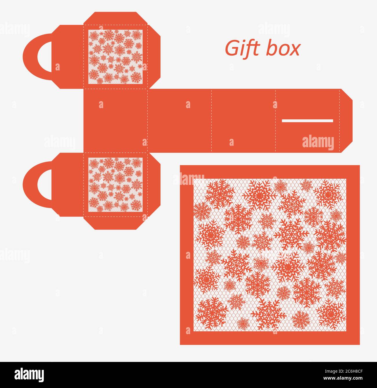 Openwork gift paper box with a handle.Greeting packaging with lace ...