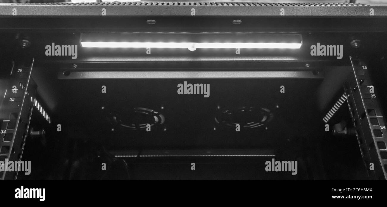 Detailed image of a Computer and Network server cabinet showing the ...