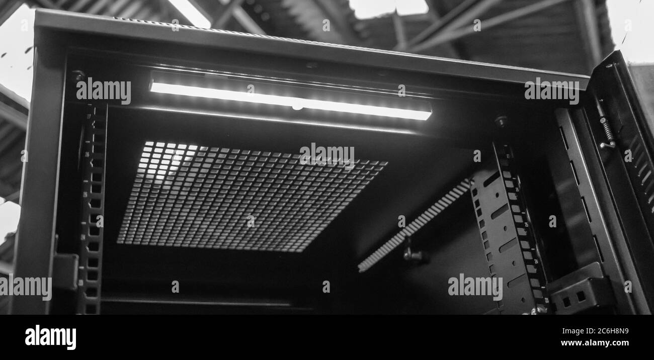 Detailed image of a Computer and Network server cabinet showing the ...