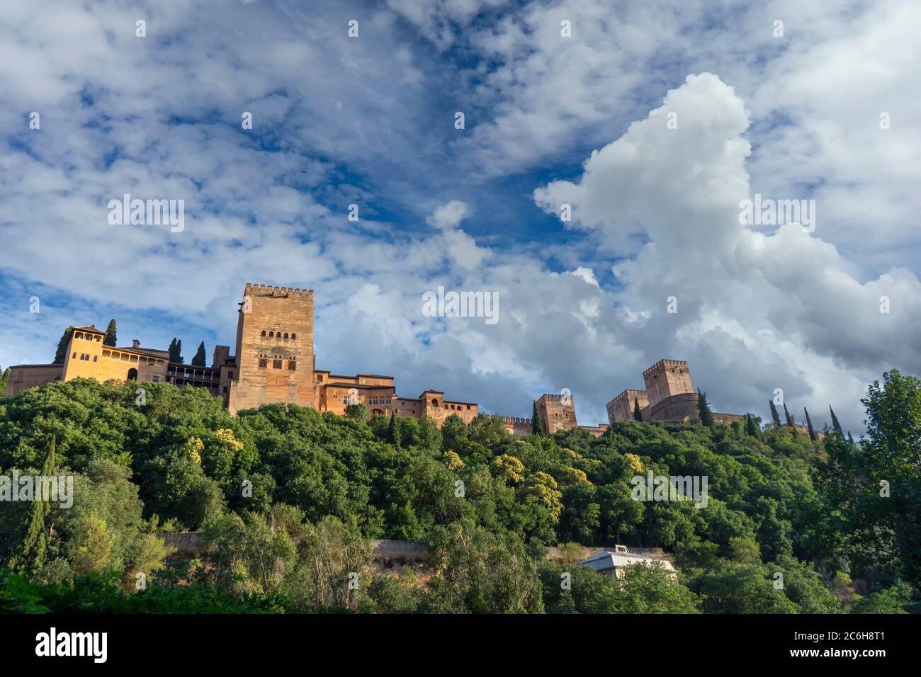 beautiful view of the largest monument in Andalusia, the Alhambra in ...