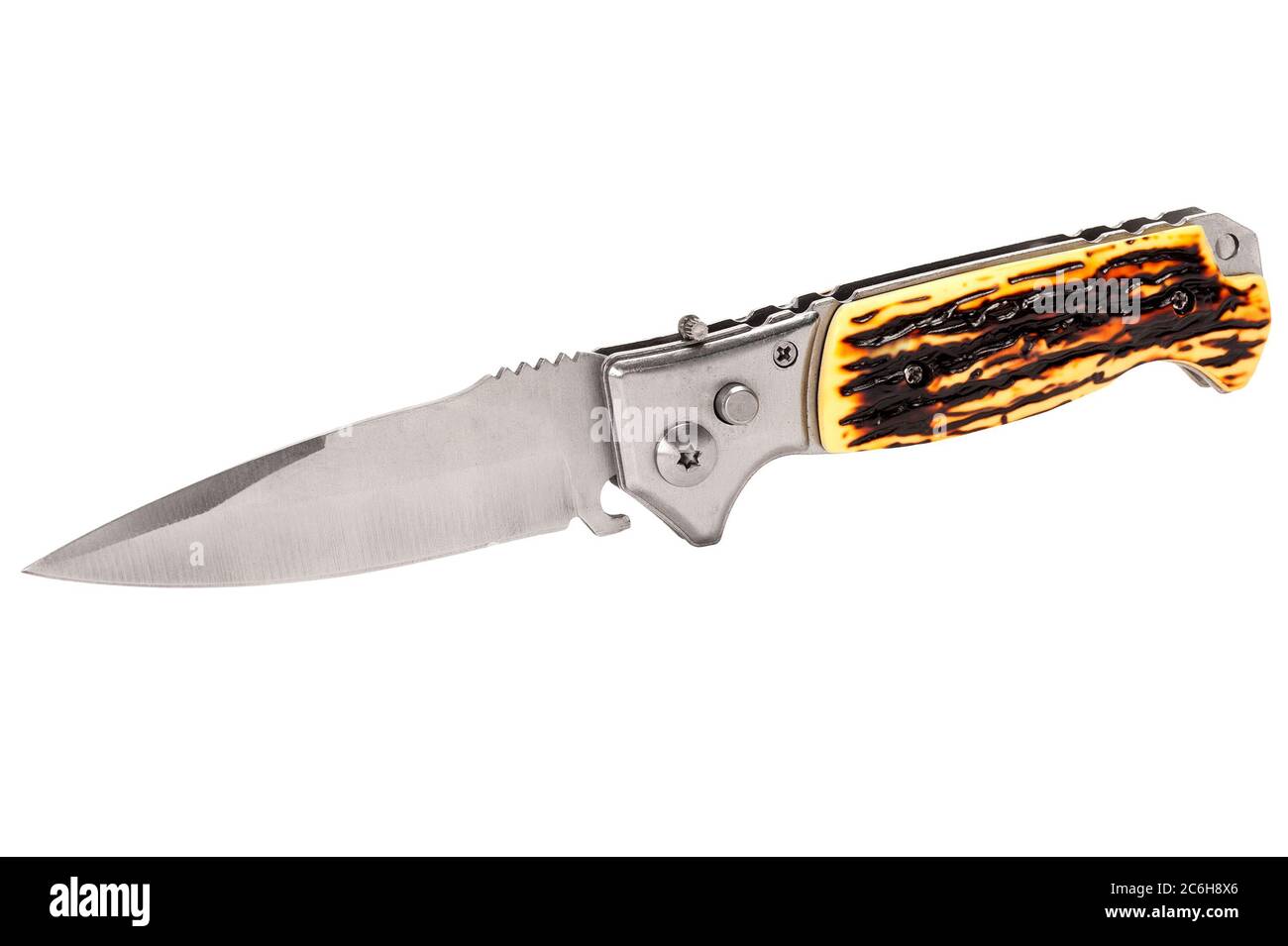 Metal blade foldable knife Stock Photo - Alamy