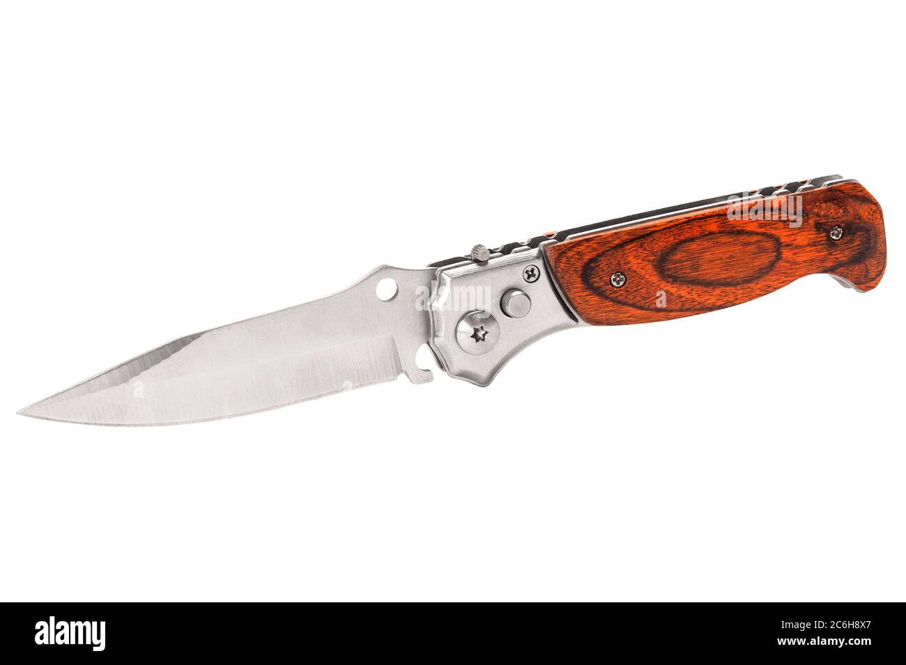 Metal blade foldable knife Stock Photo - Alamy