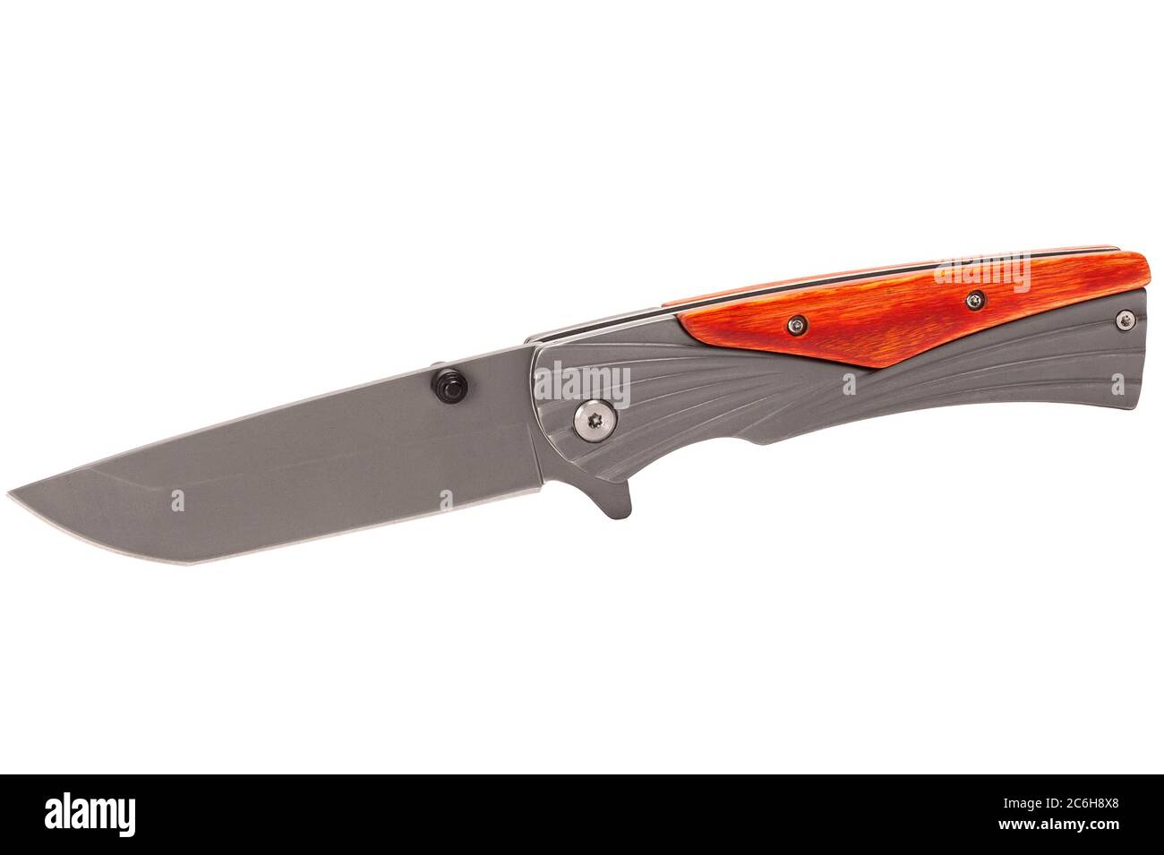 Metal blade foldable knife Stock Photo - Alamy