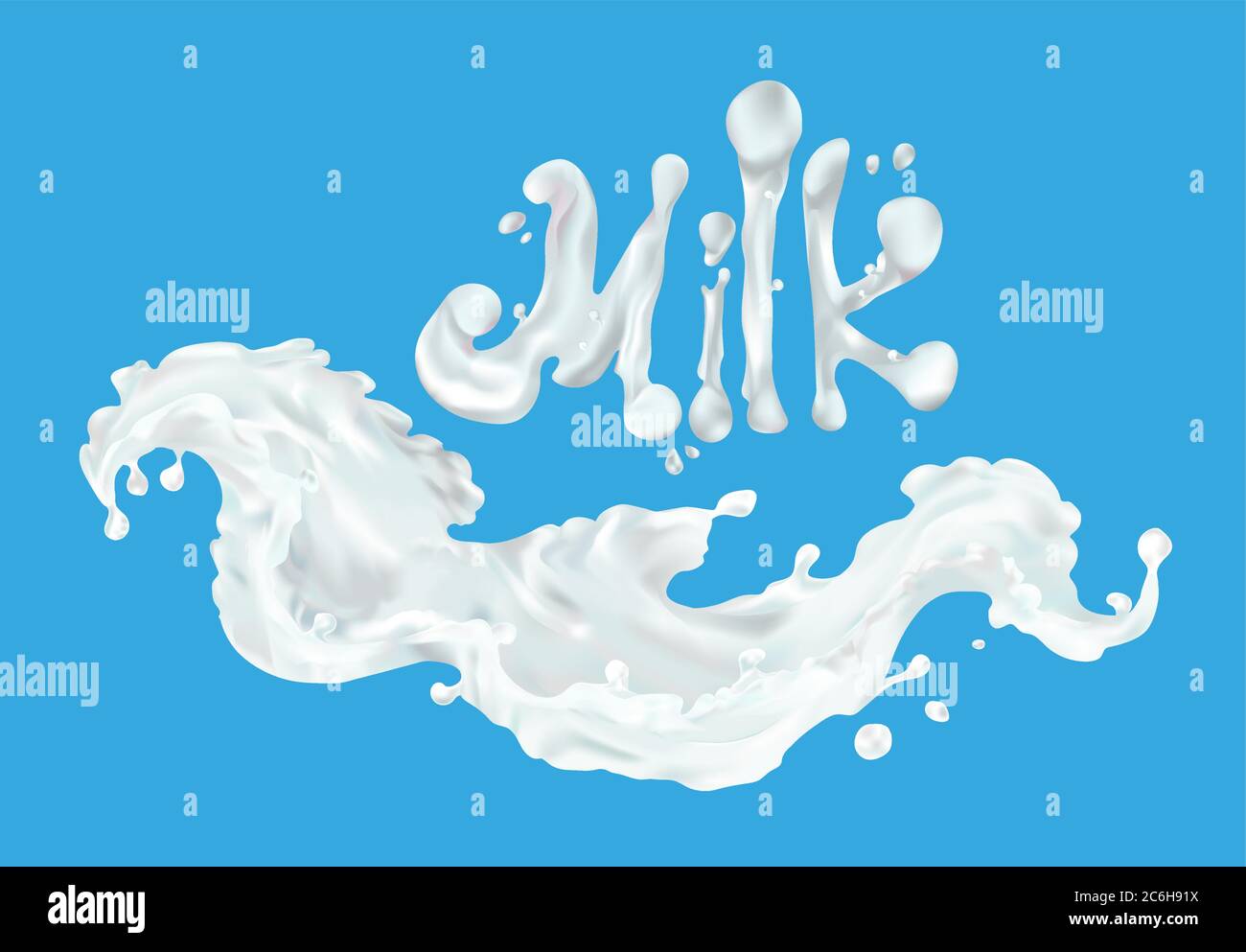 Milk splash letter vector realistic 3D word, inscription. Clipart for ...