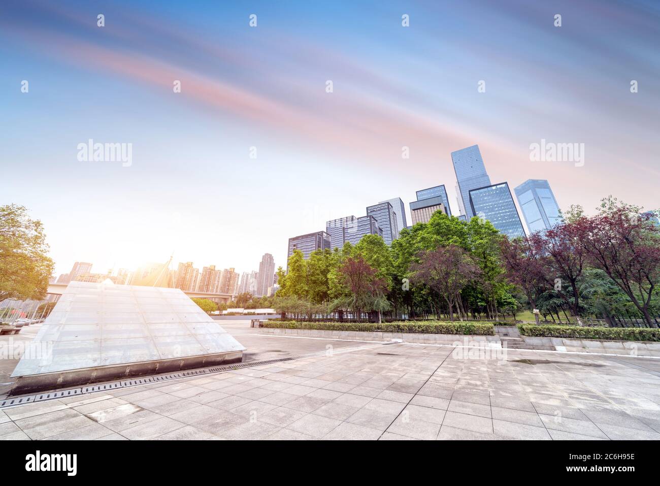 empty, modern square and skyscrapers in modern city Stock Photo - Alamy