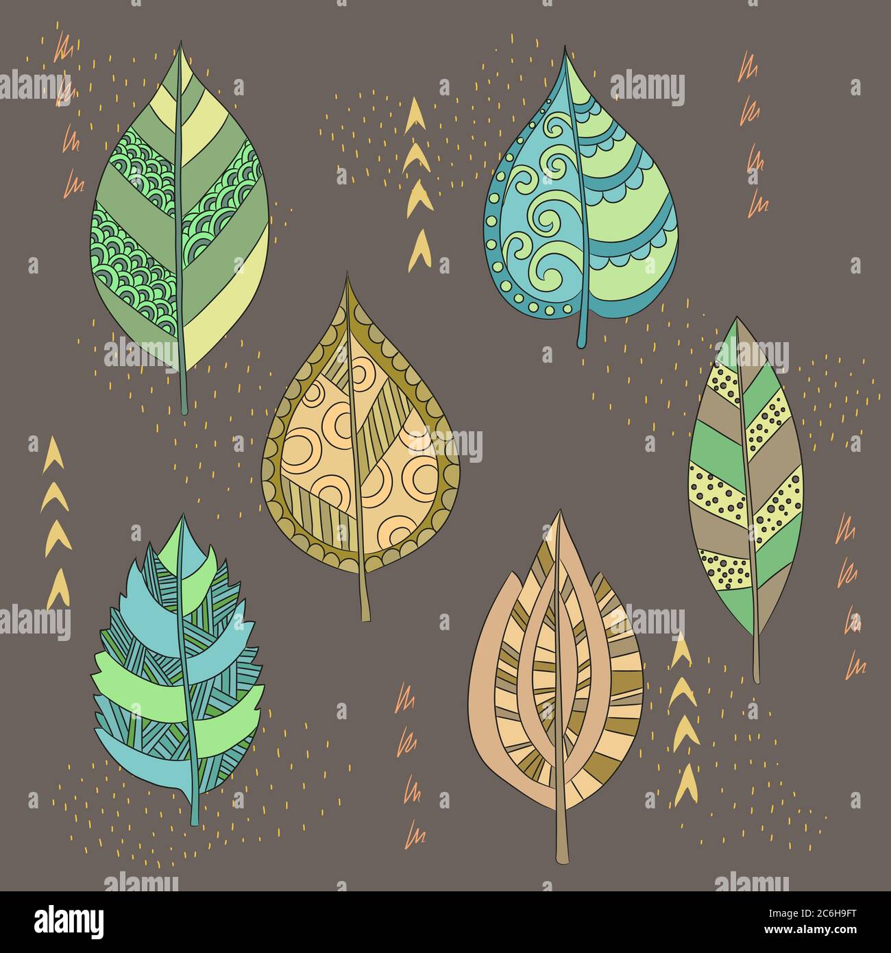 Autumn leaves pattern boho seamless vector. Decorative wallpaper, wrap ...