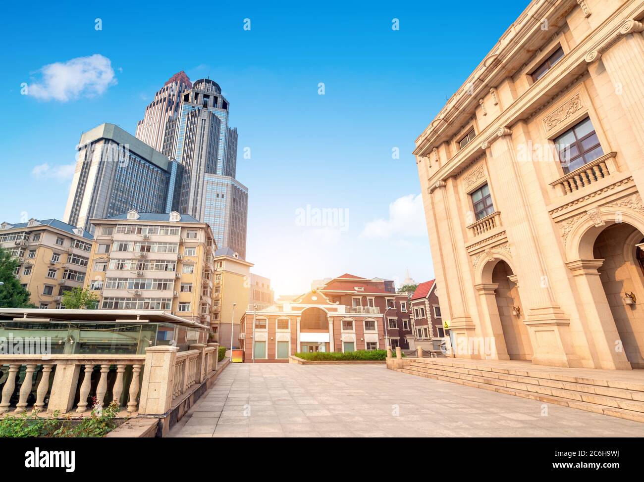 Chinese and western architecture on the street, Tianjin, China Stock ...