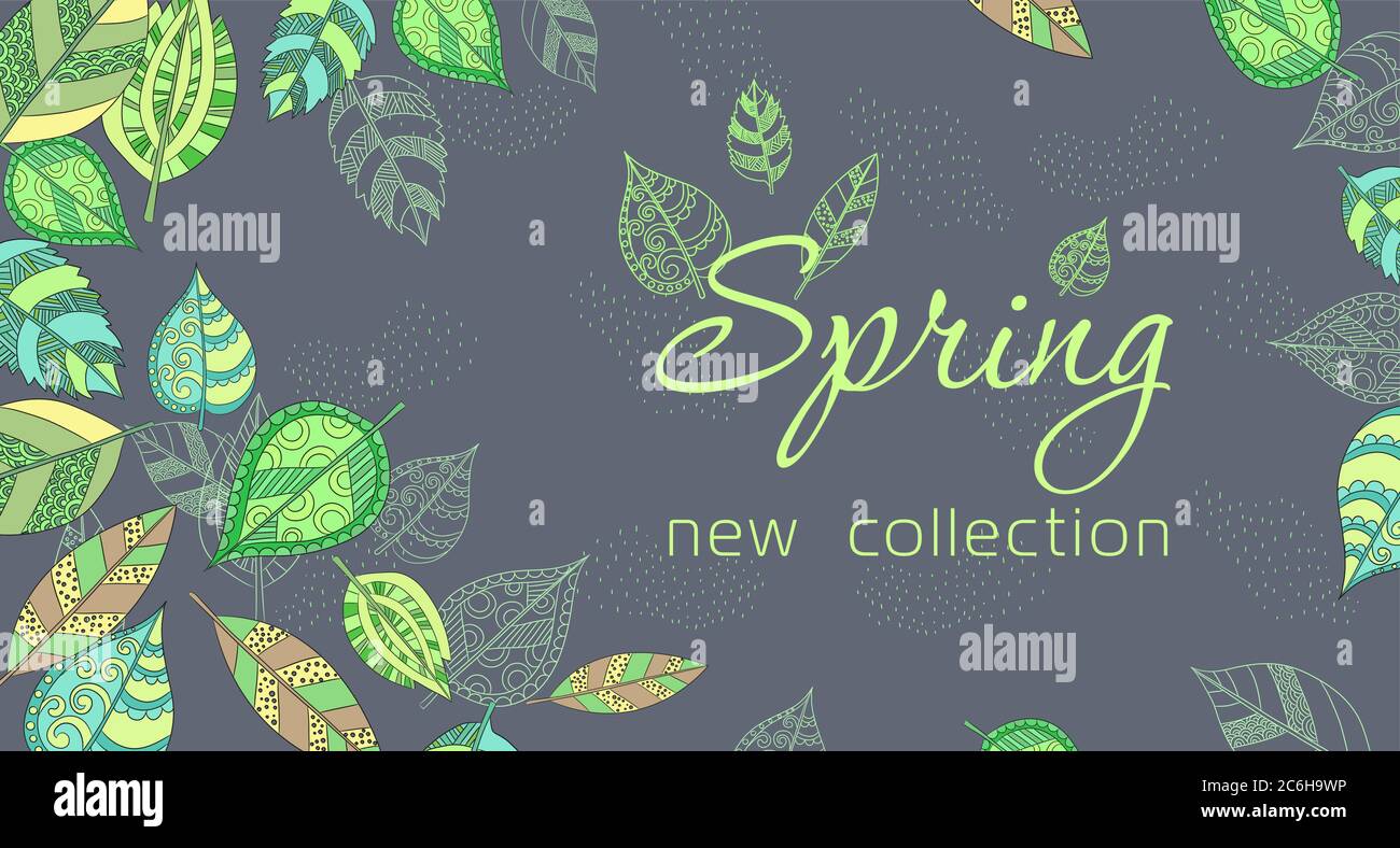 Spring sale background for banner, flyers in vector. With leaves ...