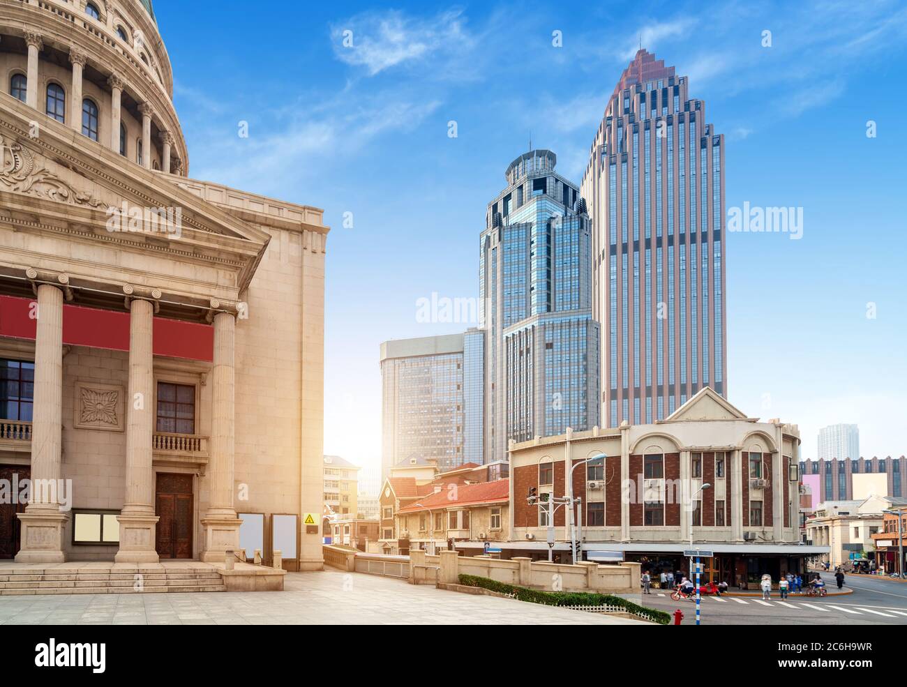 Chinese and western architecture on the street, Tianjin, China Stock ...