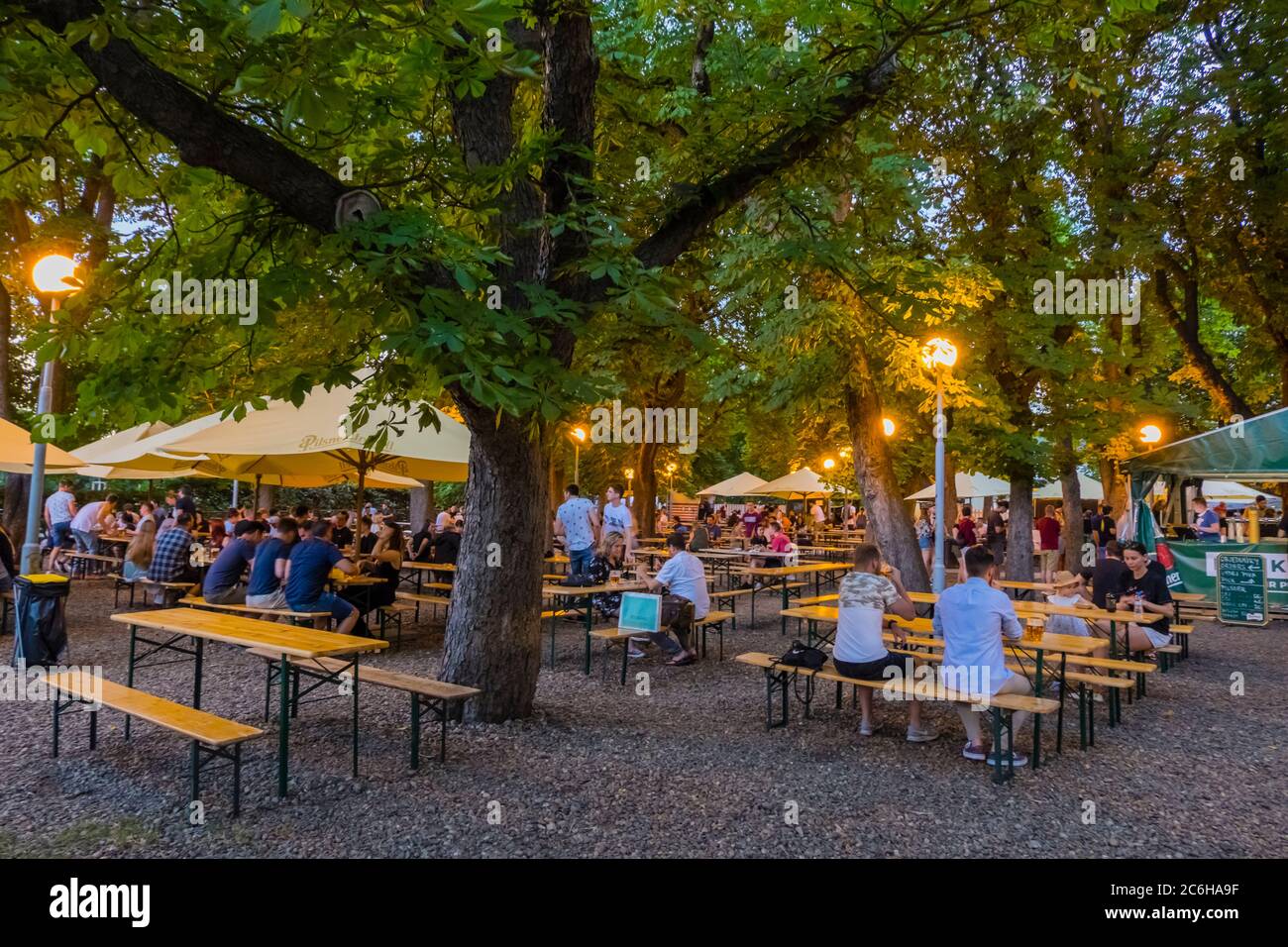 Riegrovy Sady new beer garden, opened June 2020, Prague, Czech Republic ...
