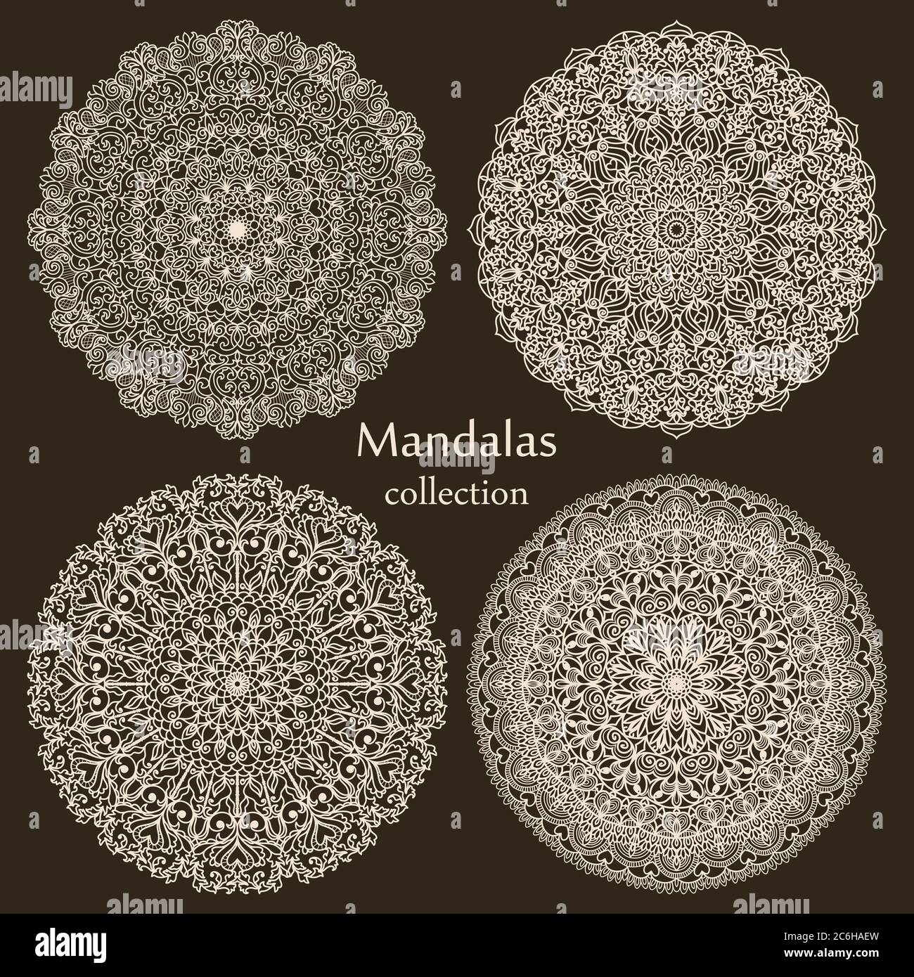 Set of abstract design element. Round mandalas in vector. Graphic ...