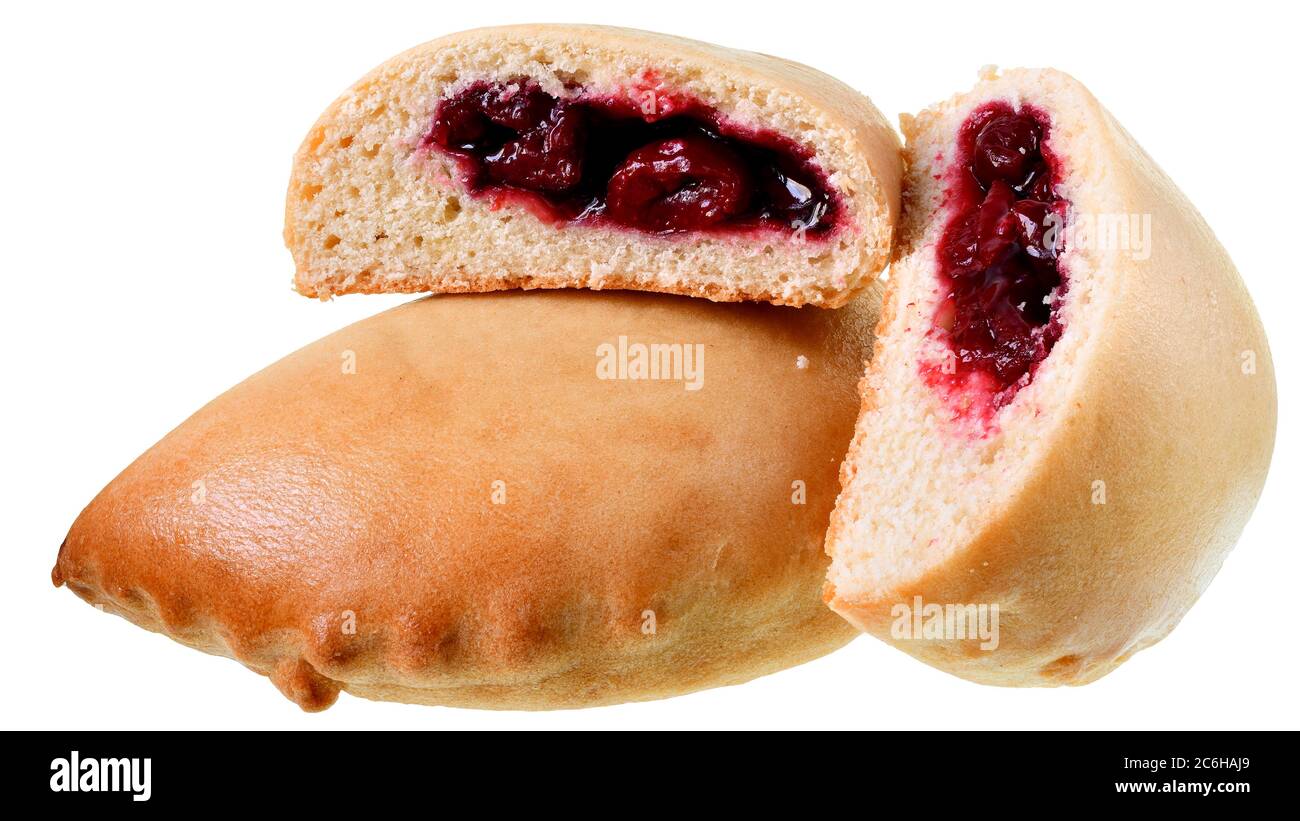 Sweet bun with berry filling isolated on white background Stock Photo ...