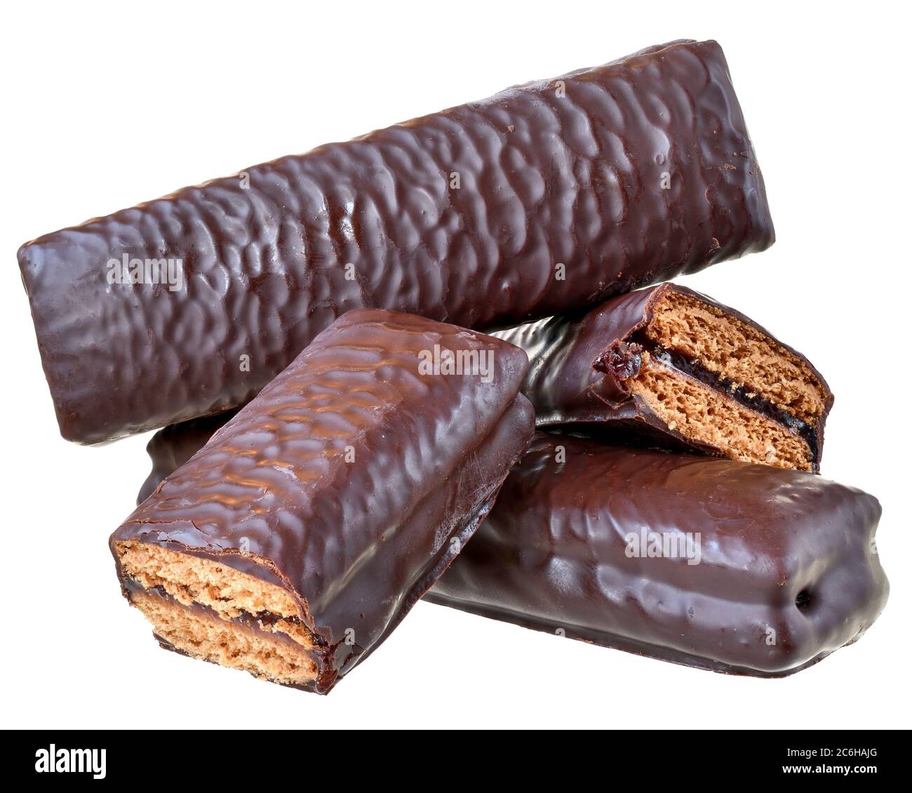 gingerbread bar in chocolate icing isolated on a white background Stock ...