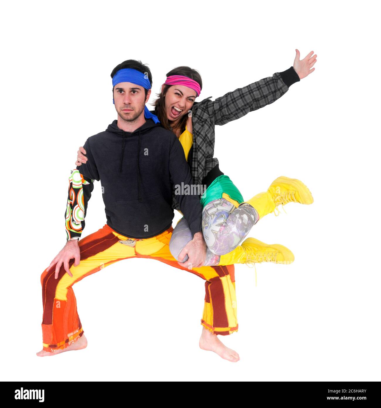 Balance - two acrobats balancing on each other Stock Photo - Alamy