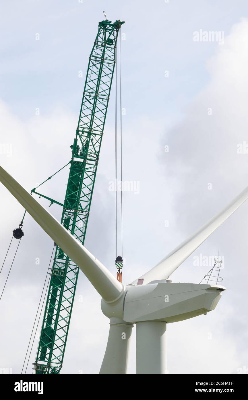 Larkhall, Scotland, UK. 10th July, 2020. Pictured: A huge wind turbine ...