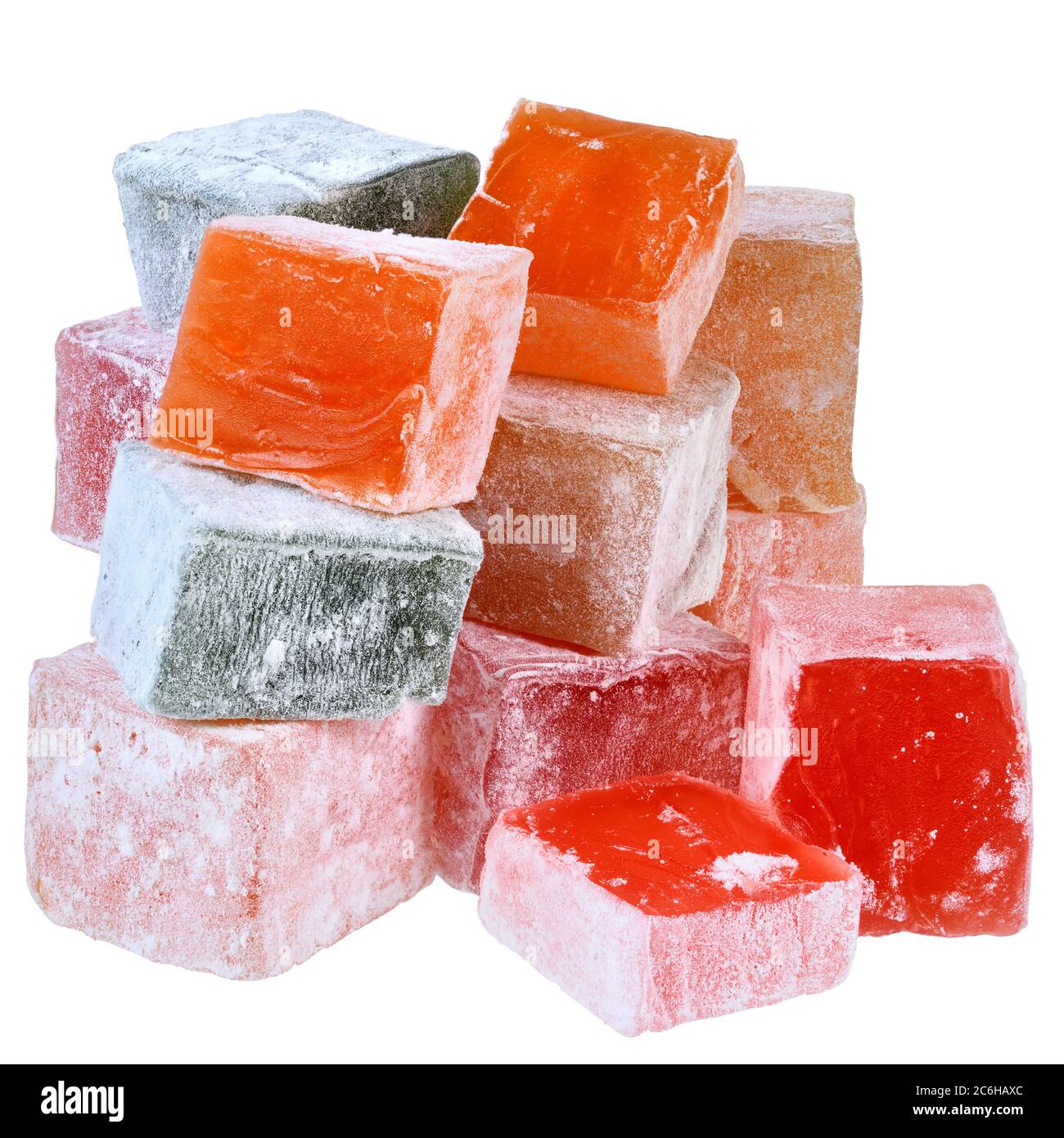 Turkish delight multicolored closeup isolated on white background Stock ...