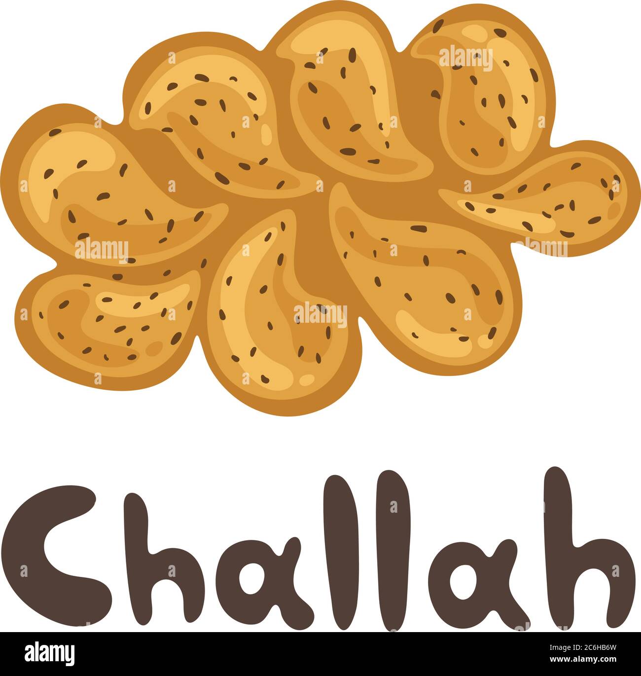 Braided bread top view. Holiday jewish Challah white bread vector ...