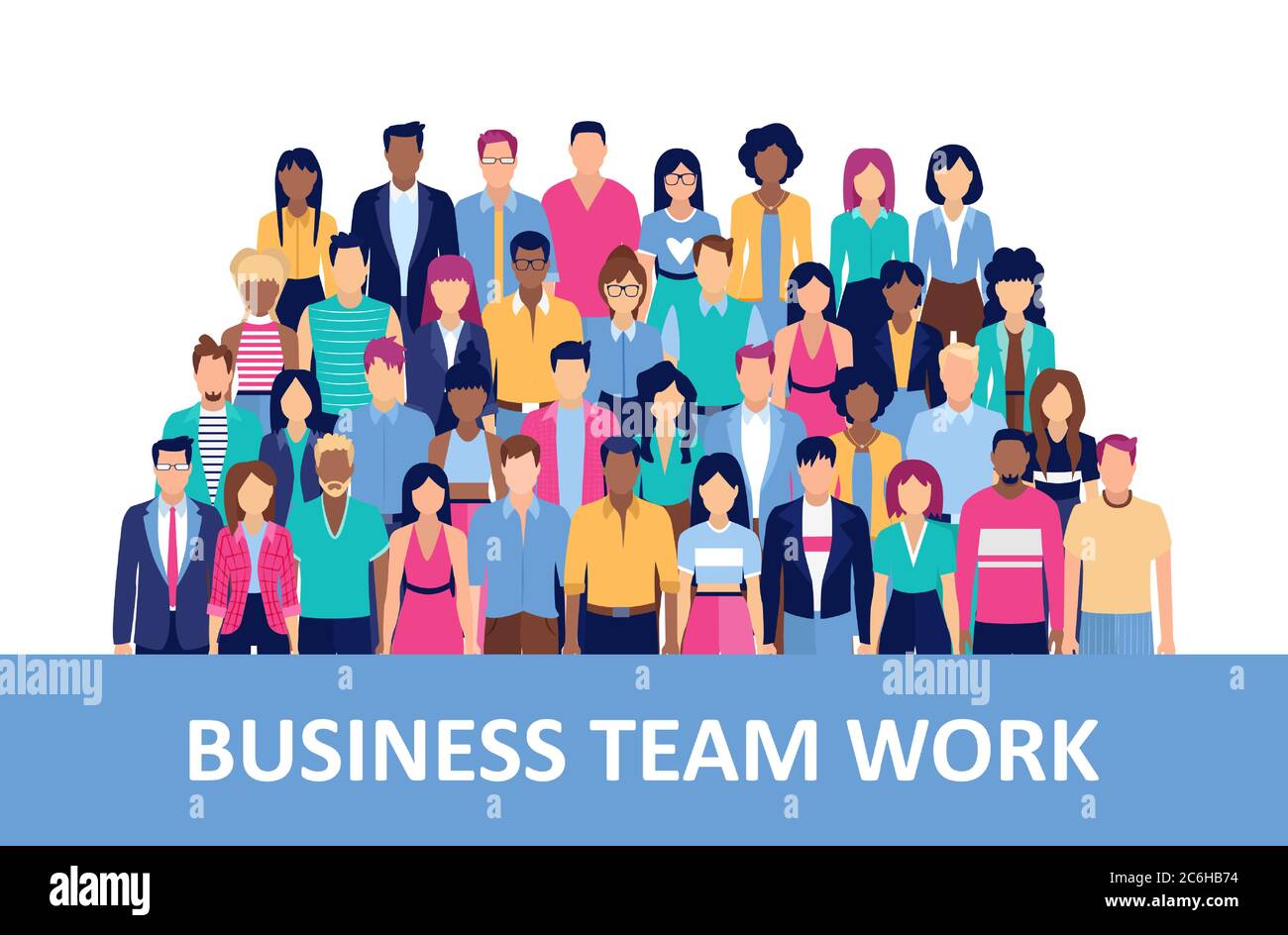 Vector of a large group of businessmen and businesswomen, company team ...