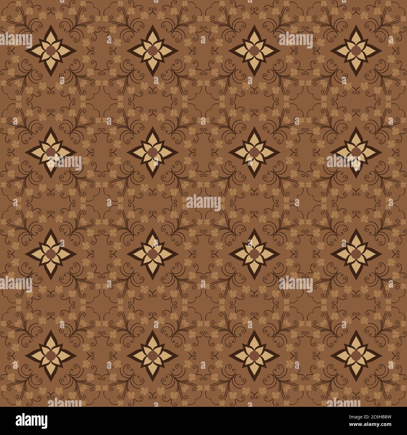 Elegant flower motifs on batik Parang design with simple brown color ...