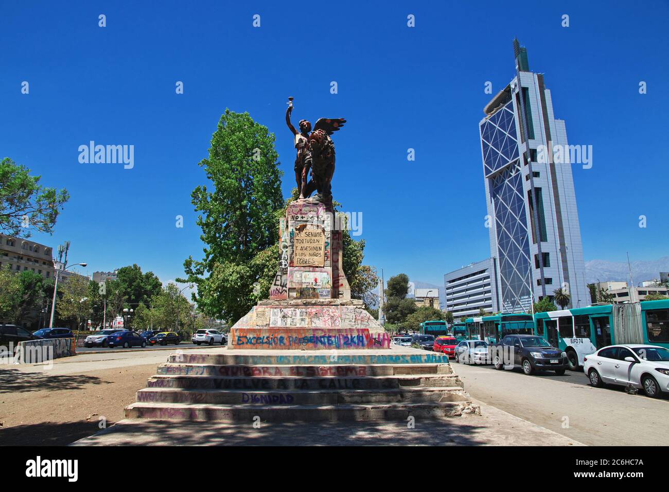 The statue in Santiago, Chile Stock Photo - Alamy