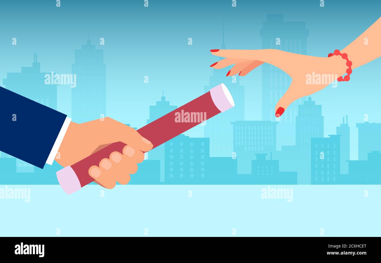 Vector of a businessman passing relay baton to a businesswoman Stock ...
