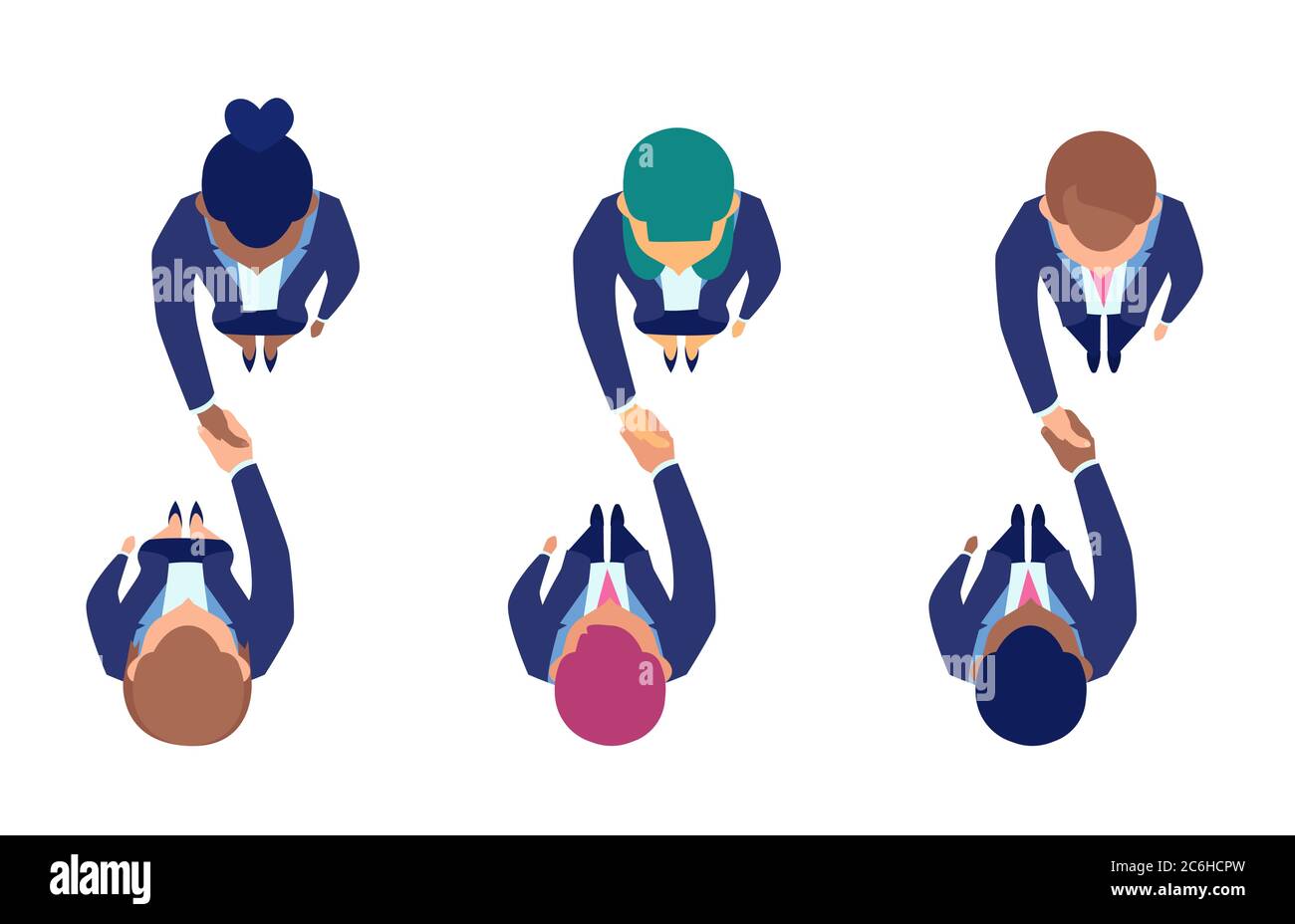 Vector of business people shaking hands, top view Stock Vector Image ...